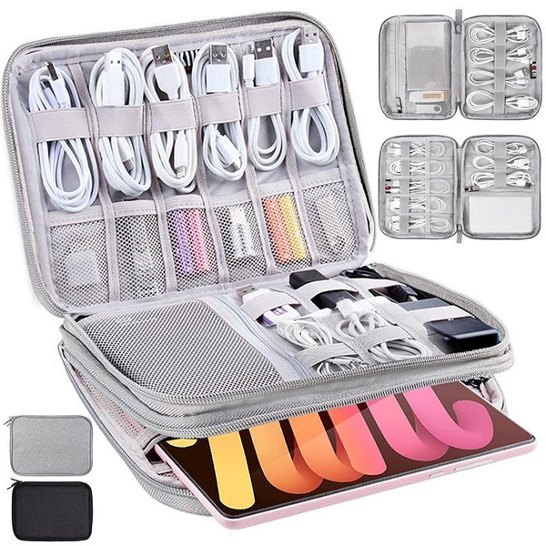 1pc Electronics Organizer Travel Bag Portable Cable Storage Bag Multi ...