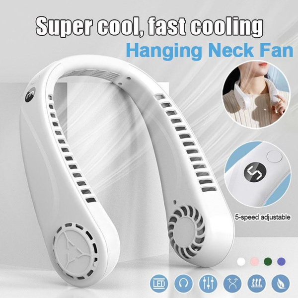 3/5 Speeds Portable Silent Neck Fan Bladeless Cooling Fan Headphone ...