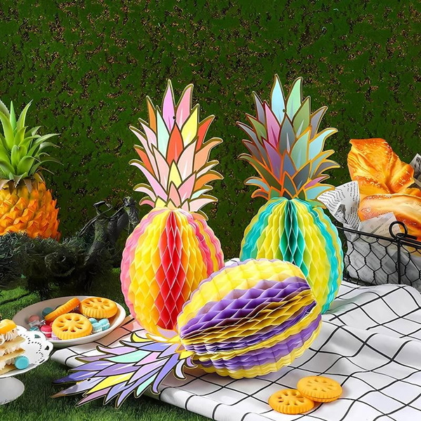 3Pcs 11.8 Inch Pineapple Honeycomb Centerpieces Tissue Paper Pineapple ...