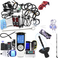 BDSM Electro Shock Cock Cage Scrotum Sleeve Electric Stimulate Bead ...