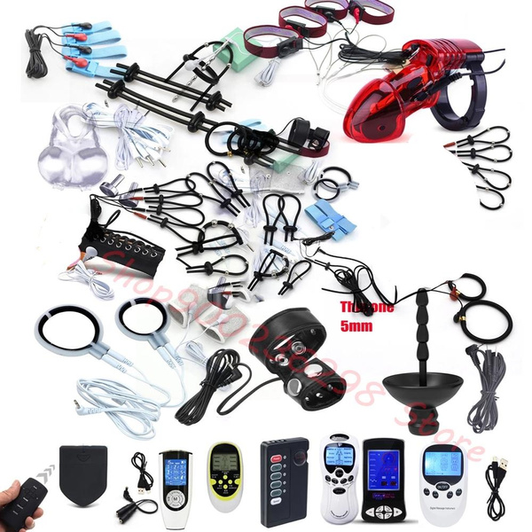 E-stim Penis Ring,Glans Testicle Loops Massage,Electric Shock Bdsm Cock ...