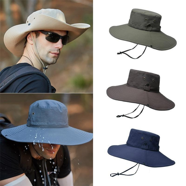 Dual-purpose Fisherman Hat Adjustable Windproof Rope Man Wide Brim Hat ...