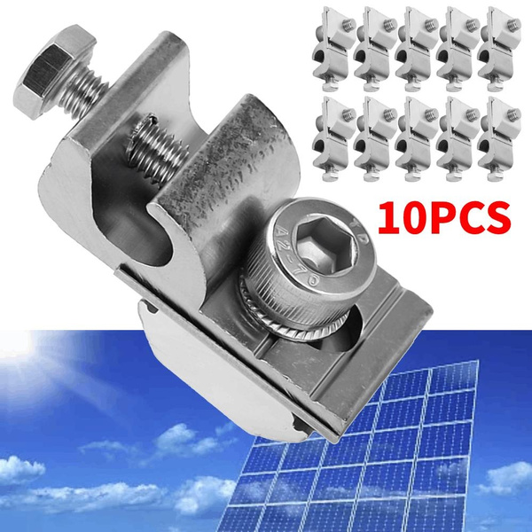 10pcs Clamp Solar Panel Earthing Clip Aluminium Solar Panel Mounting ...