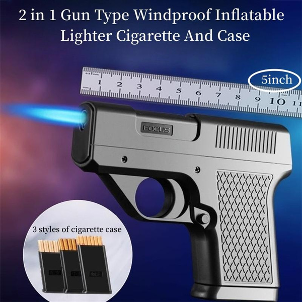 Two-in-one Multifunctional Pistol Lighter Cigarette Case Lighter Gas ...