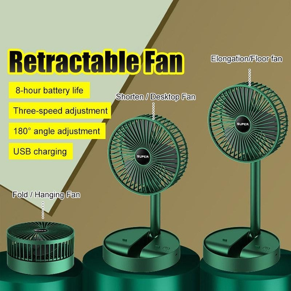 3-Speed Portable Mini Fan Desktop Retractable Electric Fan With USB ...