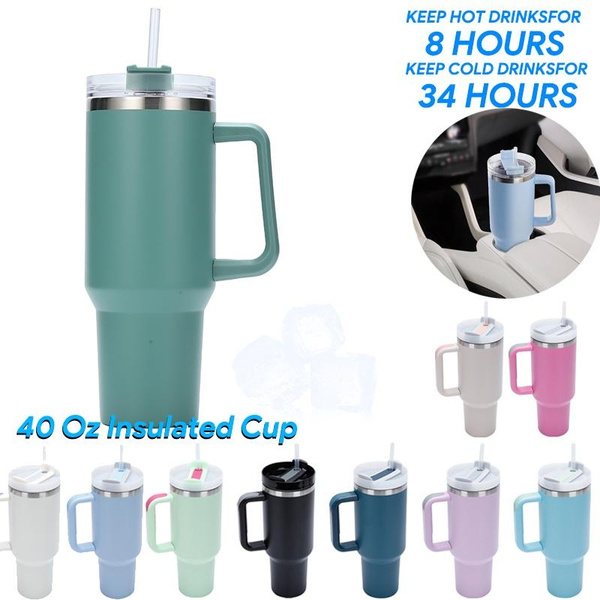 40 oz Tumbler With Handle and Straw Lid Insulated Reusable Stainless ...