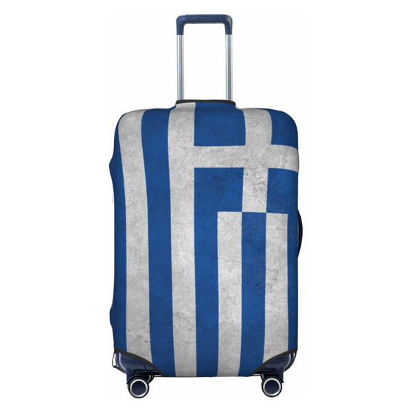 Greece Greek Flag Prints Travel Zipper Luggage Cover Elastic Suitcase ...