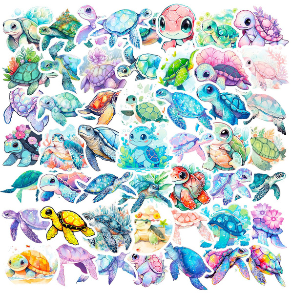 10/50pcs Colorful Cute Sea Turtle Stickers Turtle Marine Animal ...