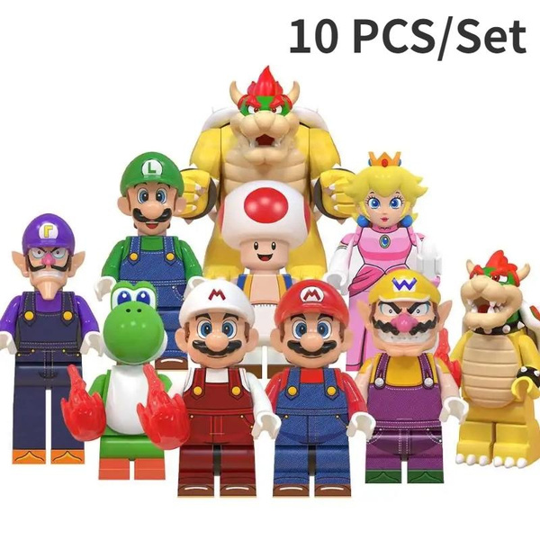 10 PCS/Set Mini Mario Bros Action Figure Building Blocks Dolls Wario ...