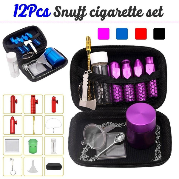 12 Pieces/set Snuff Tool Set 4 Colors To Choose Fashionable Pipe Combo ...