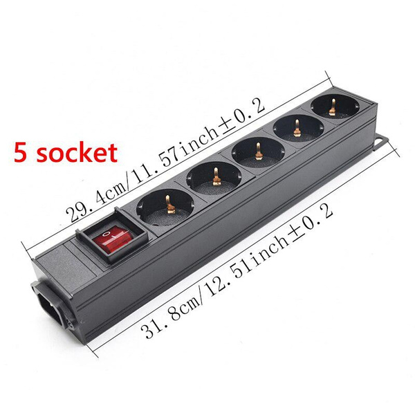 Aluminum Alloy Power Strip PDU Distribution Unit 5 Ways EU German Socket Outlets Iec C14 Input ...