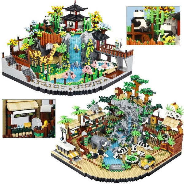 Zoo Animal Model Figurines Micro Assembly Building Block Model Kits ...