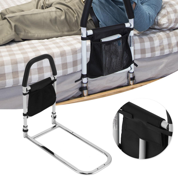 Safety Senior Bed Rails,Bed Assist Grab Bar w/Storage Pocket, Bedside ...