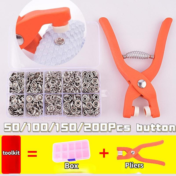 50/100/150/200Pcs Metal Snaps Buttons with 1 Thickened Snap Fastener ...