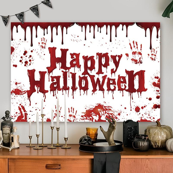 1.5Mx1M Bloody Happy Halloween Backdrop Fabric Dripping Blood Photo ...