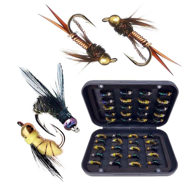 5/10/25/Pcs/Box Brass Bead Head Fast Sinking Caddis Nymph Fly Trout ...