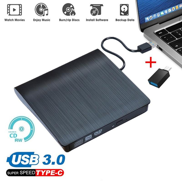 Portable External Slim USB 3.0 External DVD RW CD Writer Drive Burner ...