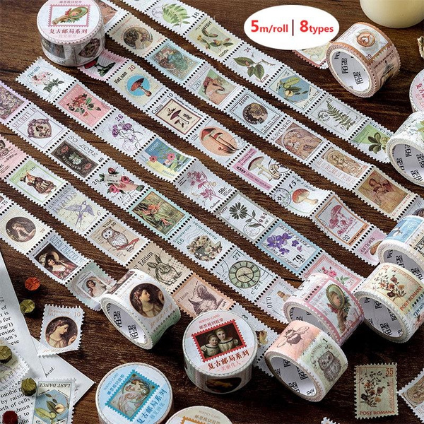 8 Types Vintage Stamp Sticker Coffee Plant Ledger Diary Decorations ...
