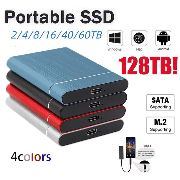 New Portable SSD 2TB 4TB 8TB 16TB 40TB 60TB 128TB External Hard Drive ...