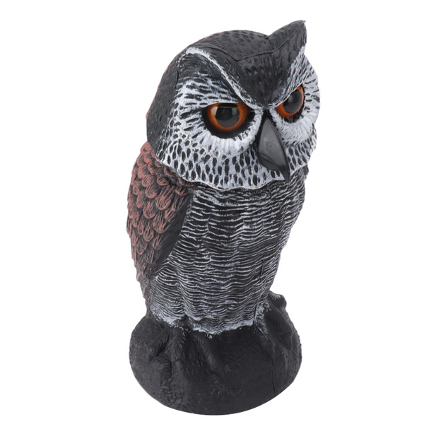 Fake Owl Decoy Sculpture, Rotating Head Plastic Owl Bird Deterrents ...