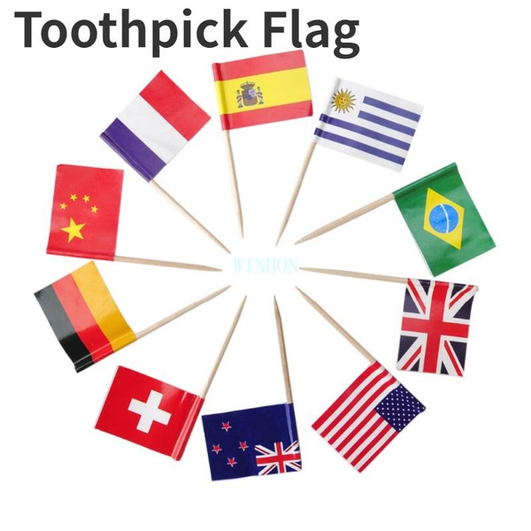 100Pcs/Set Mini Toothpick Flag Country Flags World Flag Cupcake Flag ...