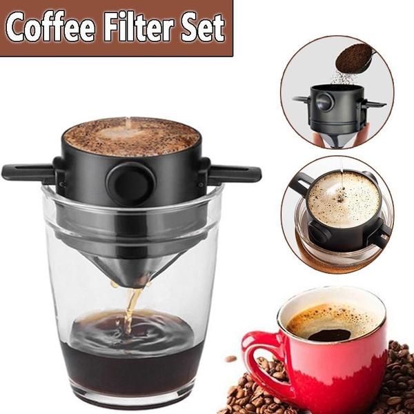 Foldable Portable Coffee Filter Set Coffee Maker Stainless Steel Drip ...