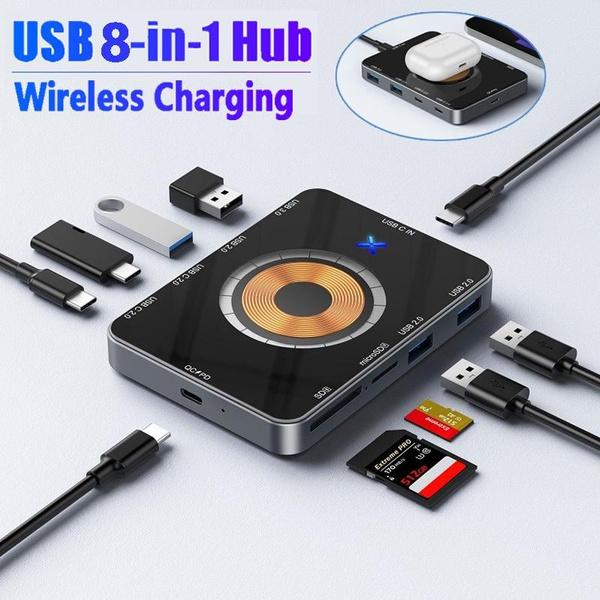 8 In 1 USB 3.0 Hub 5Gbps USB3.0 Expansion Dock 15W Wireless Fast ...