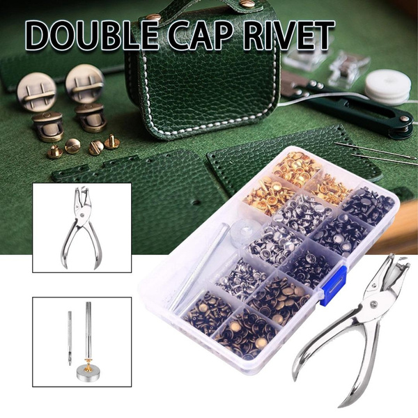 Leather Double Cap Rivets Tool Metal Stud Set Fixing Belt Repair DIY ...