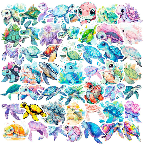 10/50pcs Colorful Cute Sea Turtle Stickers Turtle Marine Animal ...