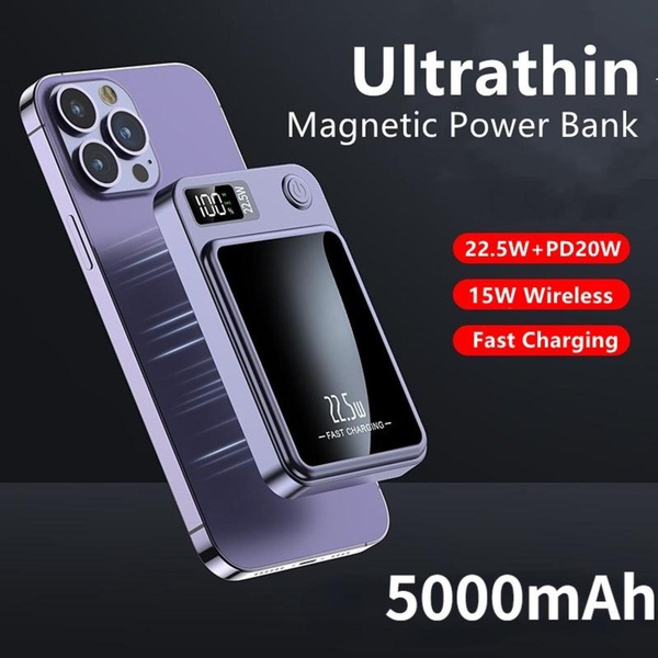 5000mAh/10000mAh Fast Charger For Magsafe Magnetic Wireless Power Bank Portable External ...