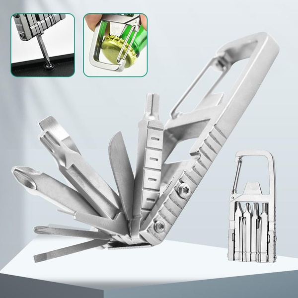 12 In 1 Keychain Multitool Screwdriver Bit Folding Multi Tool Bottle ...