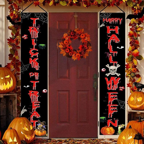 Happy Halloween Oxford Fabric Door Banner Pumpkin Skull Banner Photo ...