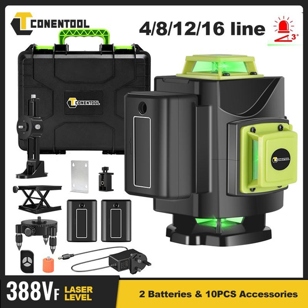 4D 16 Lines Green Laser Level DIY Cross Line Laser Self Leveling Bright ...