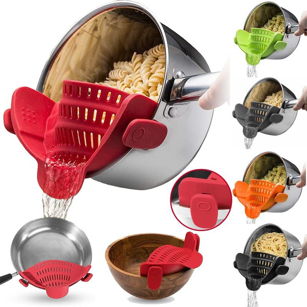 Silicone Colanders Kitchen Clip On Pot Strainer Drainer For Draining ...