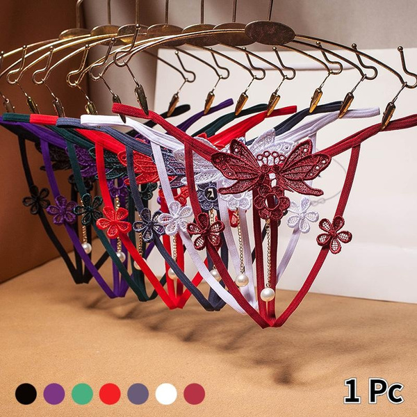 1 Pc Sexy Ladies Lace G String Underwear Women Embroidery Pearl G ...