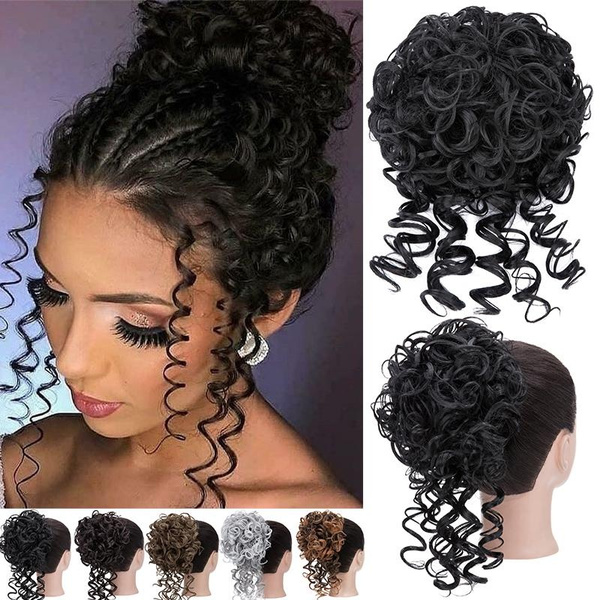 8 Inch Afro Hair Bun Kinky Curly Drawstring Chignon Messy Bun Ponytail ...