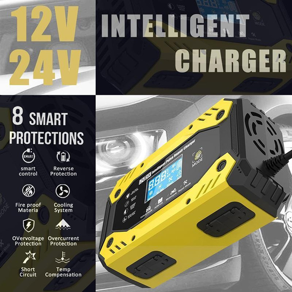 12V 10A / 24V 5A New Car Battery Charger Full Automatic Intelligent ...