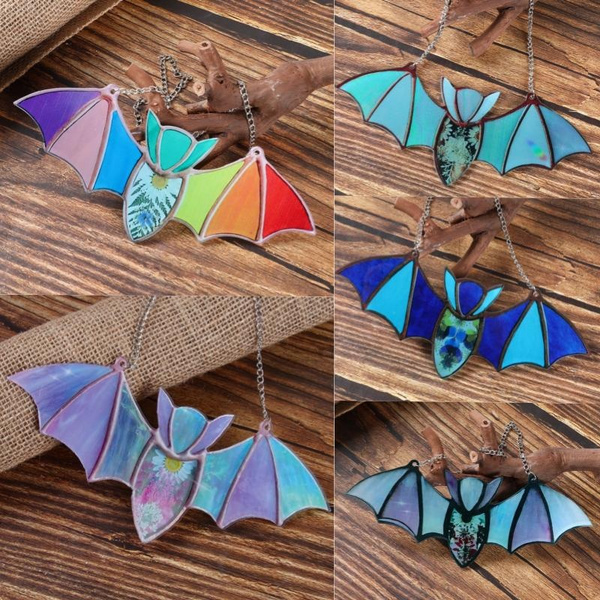 Halloween Bat Hanging Ornament Stained Acrylic Bats Craft for Home ...