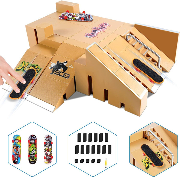 Fingerboard Skate Park Kit,Skateboard Finger Toys with 3 Finger ...