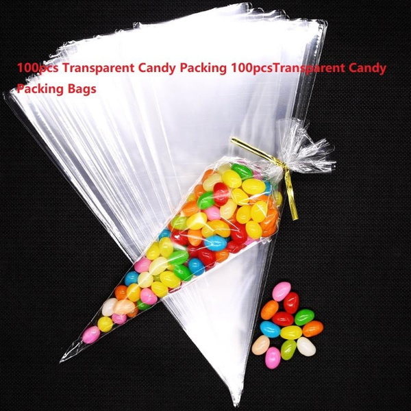 100pcs Transparent Candy Packing Bags Wedding Birthday Party Decoration ...