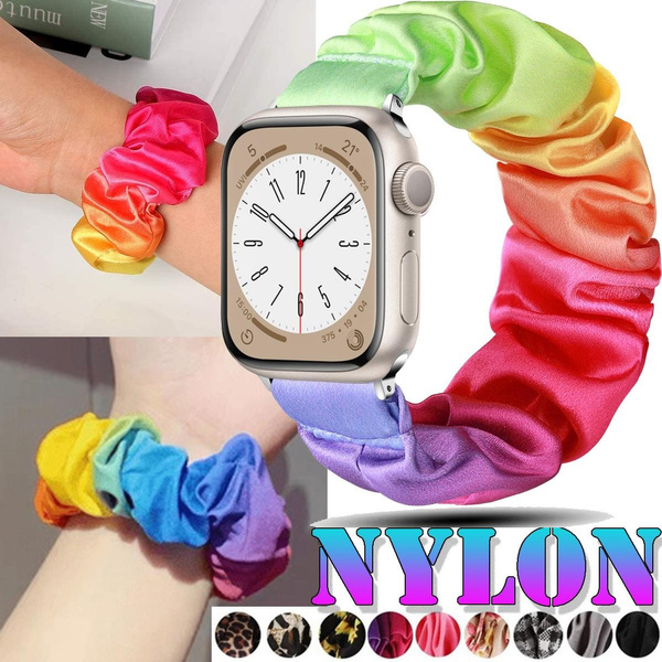 Nylon Scrunchie Strap for Smart Watch Ultra 49mm 8 7 41mm 45mm Soft ...