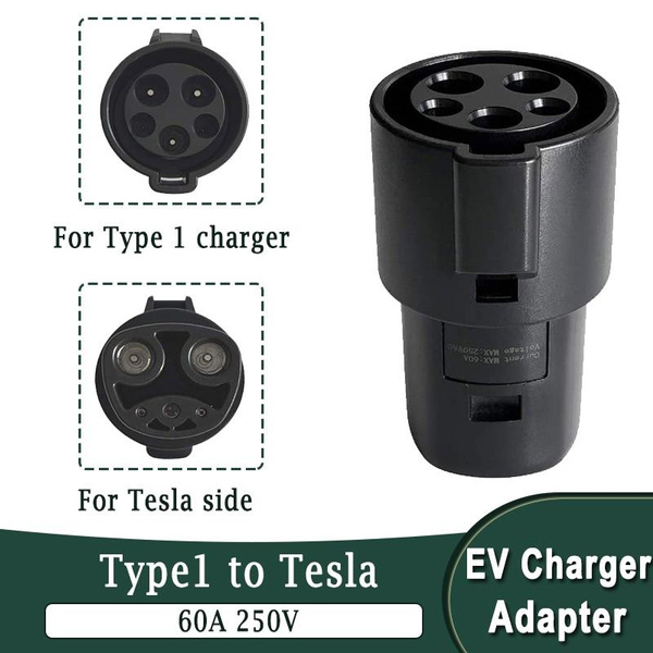 EVSE Charging Adaptor Type 1 To Tesla 250V 60A EV Adapter Convertor SAE ...