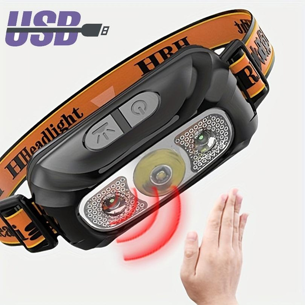 Rechargeable Wave Sensor Headlight Waterproof Headlamp COB LED ...