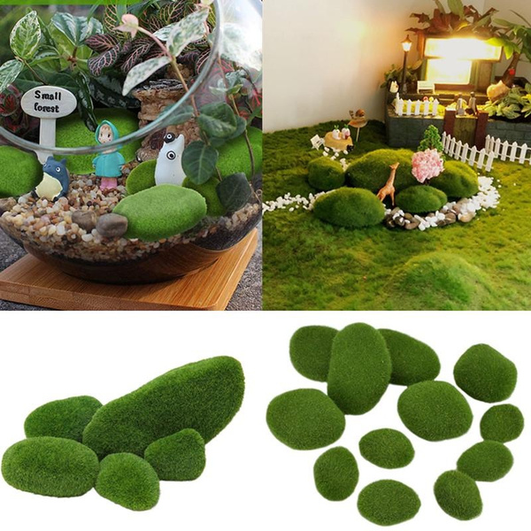 5/12PCS Artificial Moss Rocks Decor,Green Moss Balls Moss Stones Green ...