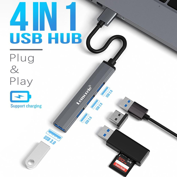 Lemorele USB A Hub Type A Hub USB2.0 USB3.0 OTG 4 Port Multi Splitter ...