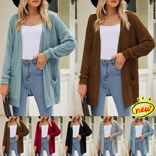 Trending Women's Casual Solid Color Open Front Cardigans Soft and ...