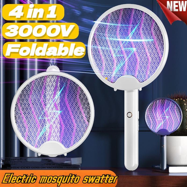 3000V Fly Swatter Electric Racket Rechargeable Bug Zapper Racket ...
