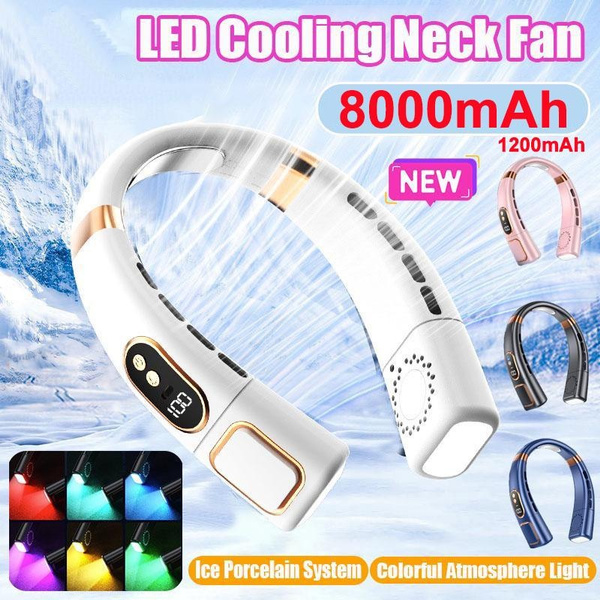 8000mAh Portable Neck Fan,Bladeless Cooling Fan,Adjustable Neck Fan ...