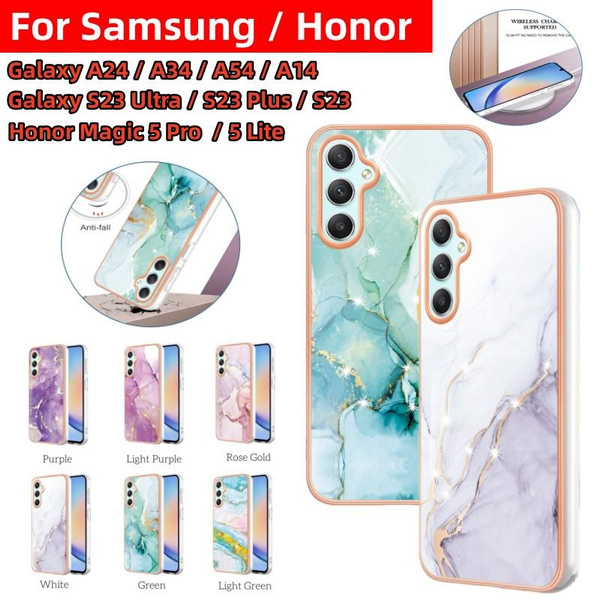 Luxury Electroplated Marble Pattern Case For Samsung Galaxy A24, Soft ...