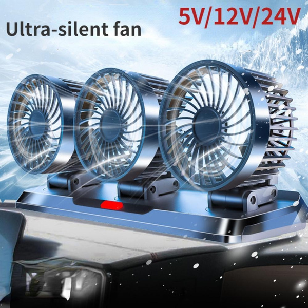 Portable Dual Head Car Fan 360 Degree Rotation Car Auto Air Cooling Fan ...